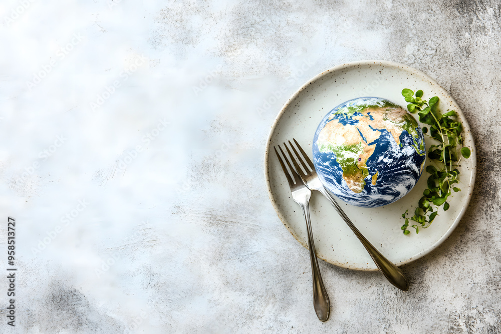Global Dining: Globe on a Plate with Fork and Knife for World Food Day ...