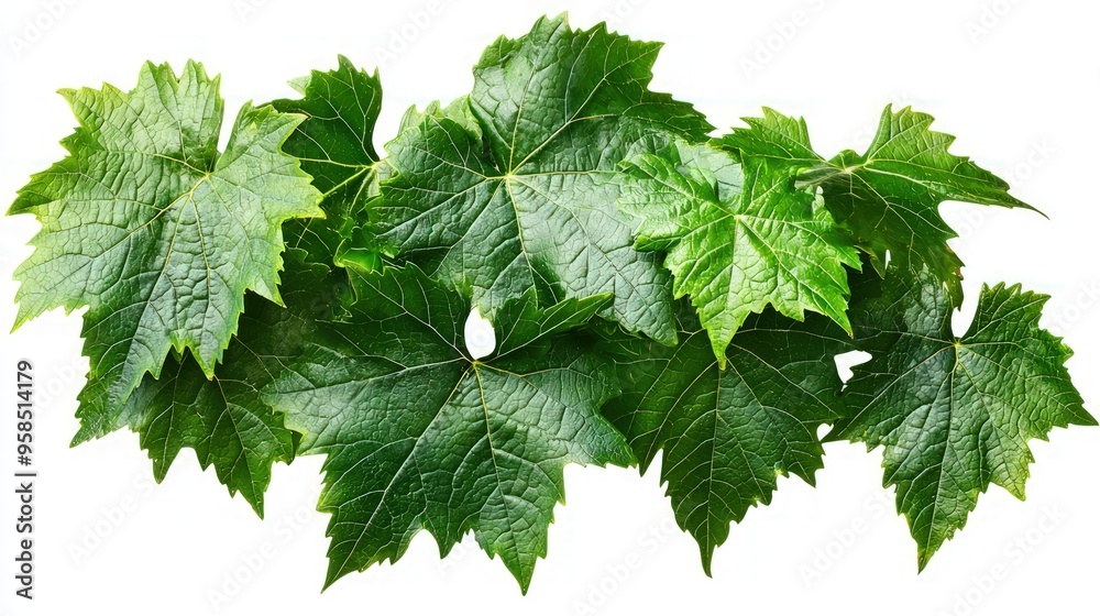 Wild Grape Leaves Isolated, vibrant green grape vine leaves on a high ...