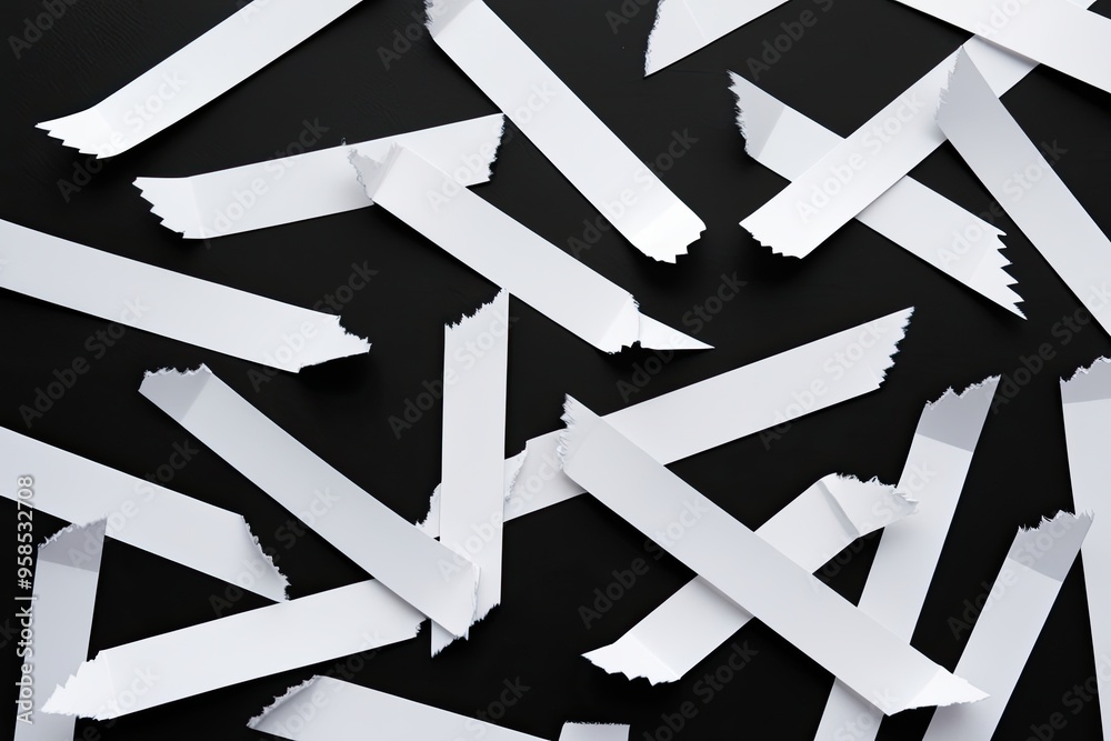 Jagged White Paper Strips on Black Background for Bold Visual Impact ...