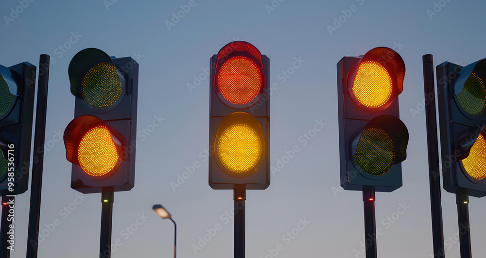 Traffic lights over urban intersection. Red light, traffic lights, red ...