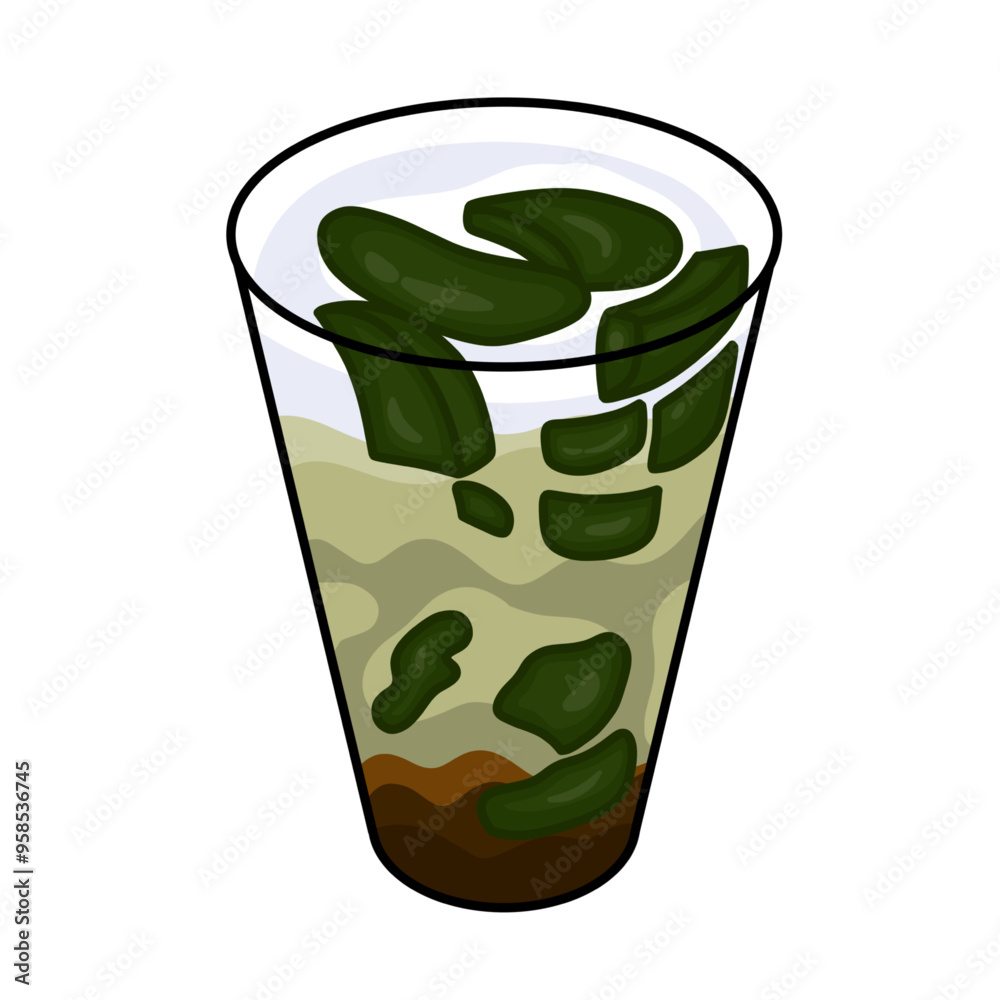 Cincau is Indonesian favourite dessert contains shaved ice, cube of ...