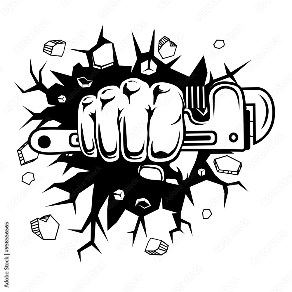 Fist Plumbing | Cracked Wall | Hand Smashing Wall | Plumber | Pipe ...