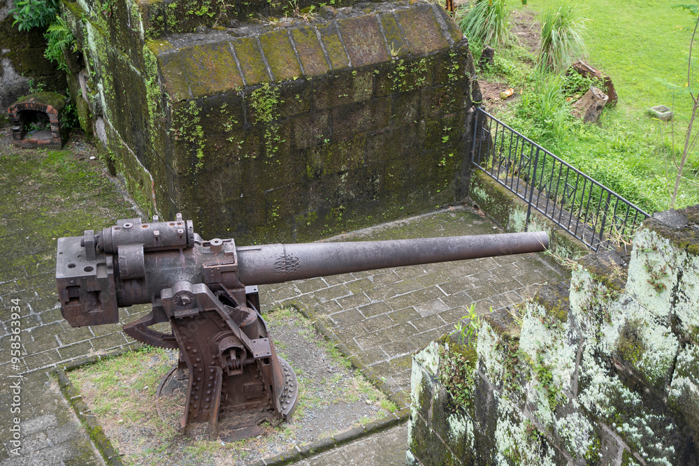 Old metal cannon displays in Baluarte De San Diego at Intramuros walled ...