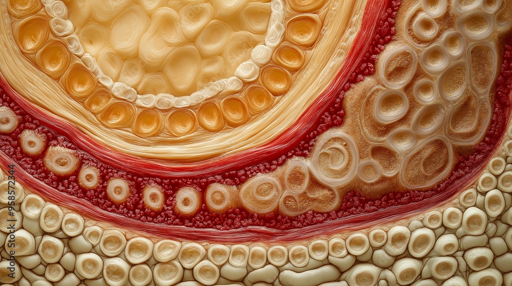 Cross-section of the trachea, showing cilia and mucus lining the air ...