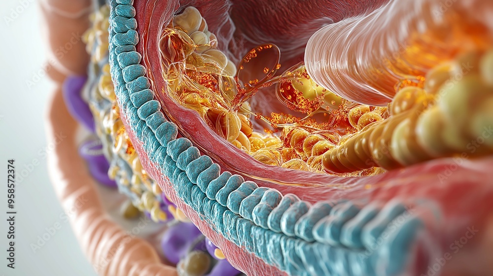 Cross-section of the trachea, showing cilia and mucus lining the air ...