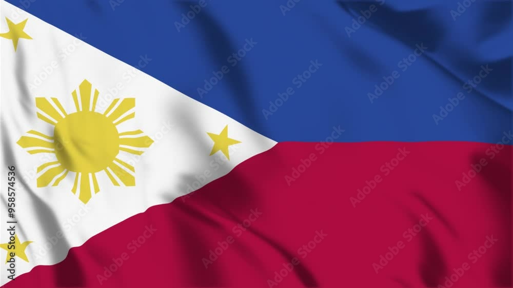 Philippines flag seamless loop animation. The National flag of ...