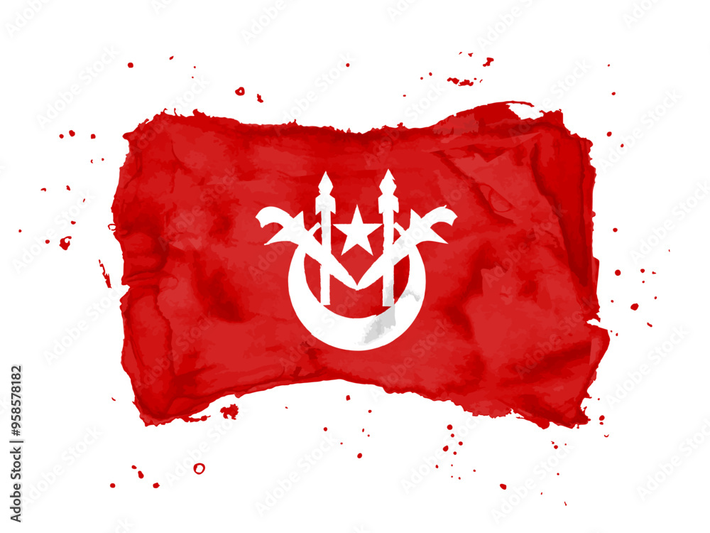 Flag of Kelantan, brush stroke background. Flag State Kelantan of ...