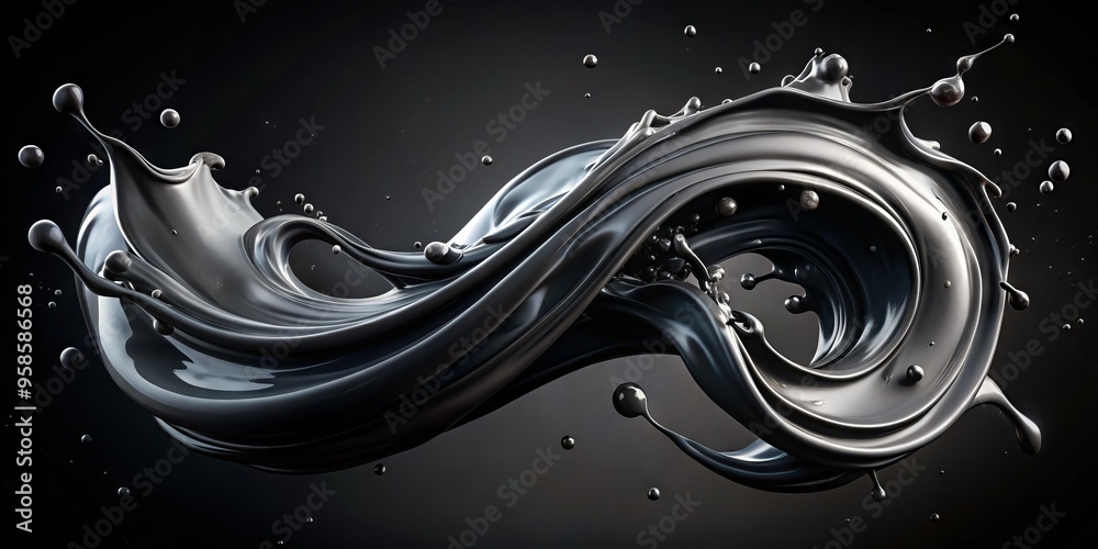 Black Toothpaste Swirls And Splatters On A Solid Black Background ...