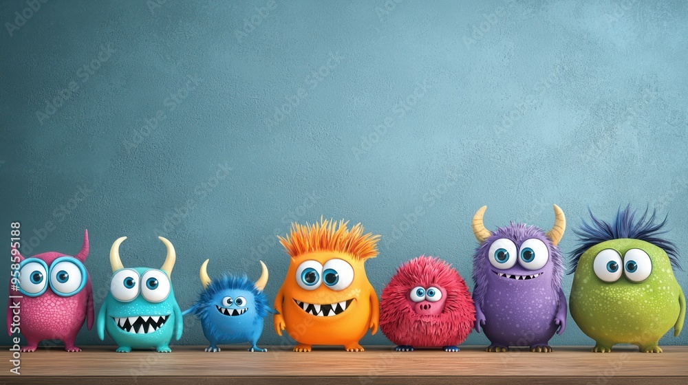 Cute monsters learning ABCs with children in a colorful classroom ...