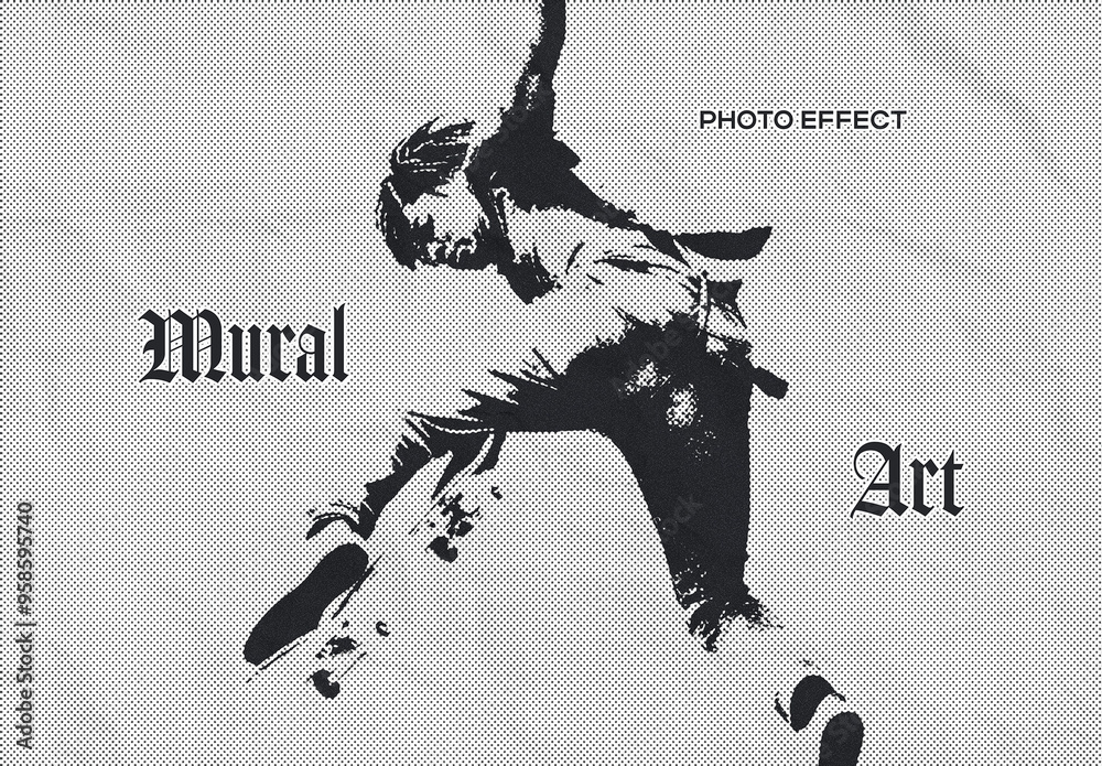Halftone Mural Art Photo Effect Mockup With Generative AI Stock ...
