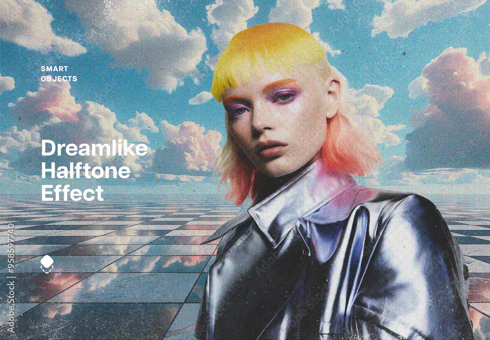 Dreamlike Halftone Photo Effect Mockup With Generative AI Stock ...