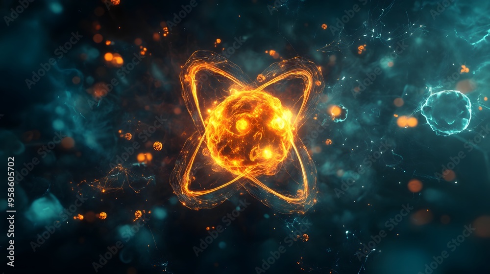 23. Artistic interpretation of a radioactive atom with glowing ...