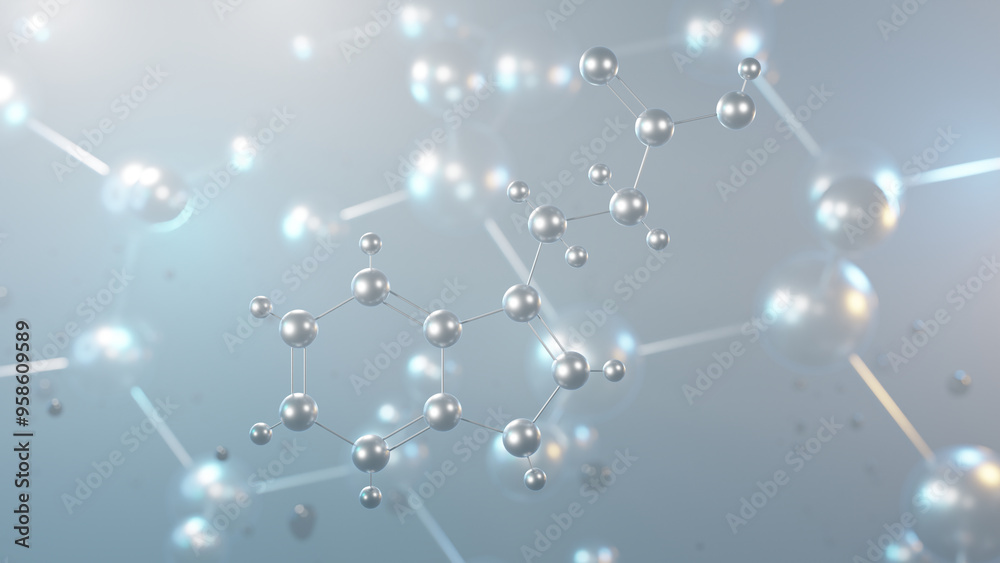 3-indolepropionic acid molecular structure, 3d model molecule, ipa ...