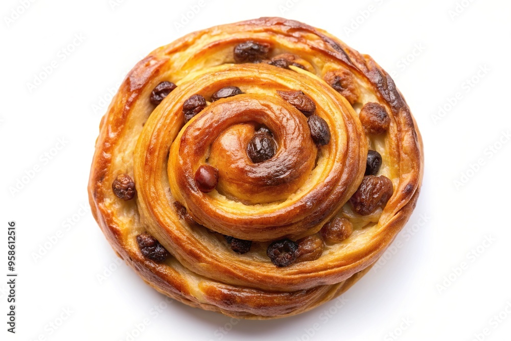 Raisin danish pastry isolated on white background Bird s Eye View ...