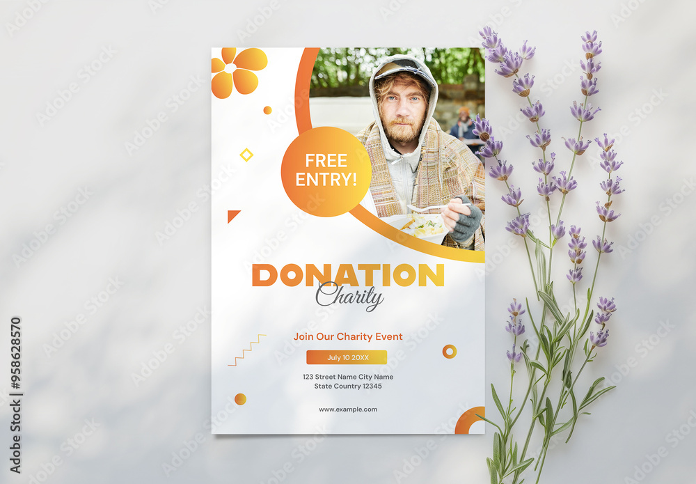 Open Donation Charity Fundraising Event Flyer Stock Template | Adobe Stock