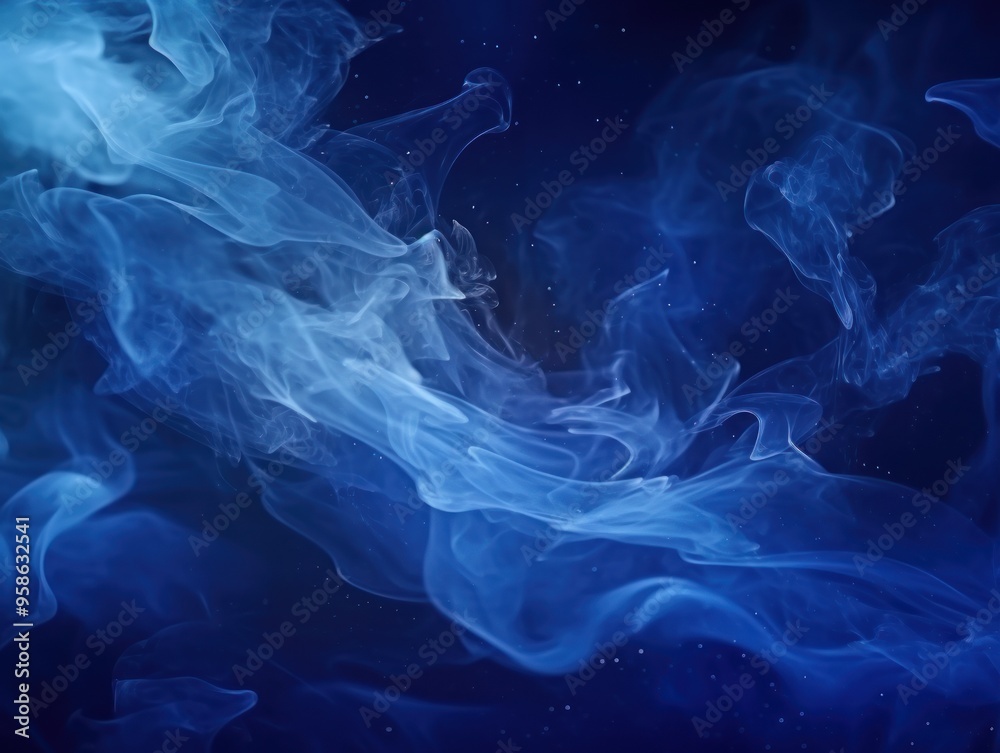 Shiny smoke. Glitter fluid. Ink water. Magic mist. Navy Blue color ...