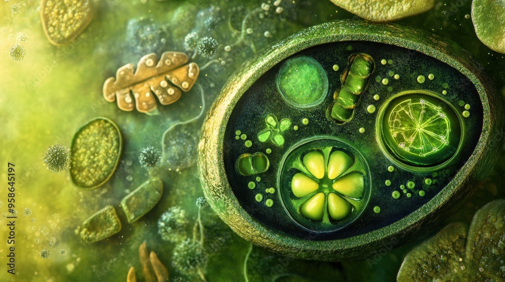 Plant cell diagram showing chloroplasts and their role in ...