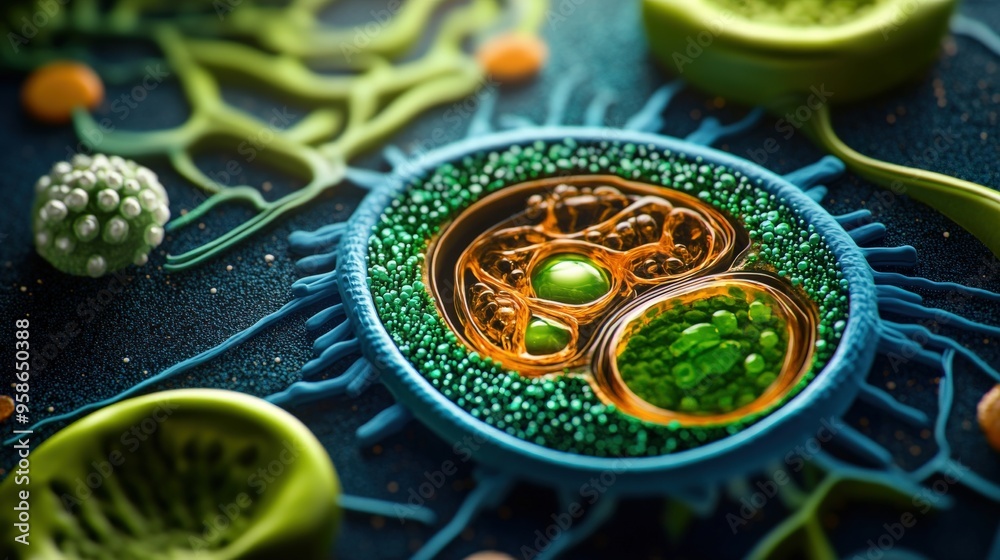 Plant cell diagram showing chloroplasts and their role in ...