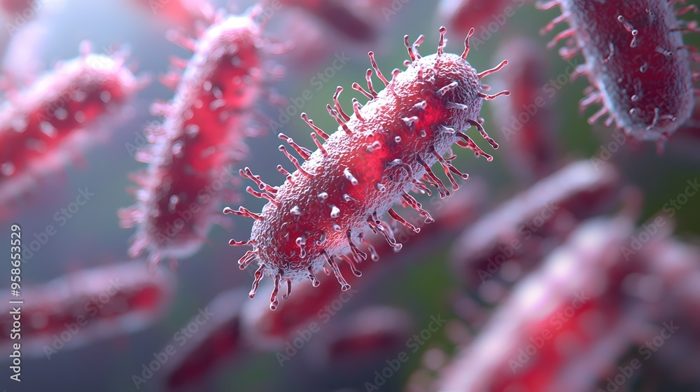 A highly detailed and realistic close-up of this bacteria ...
