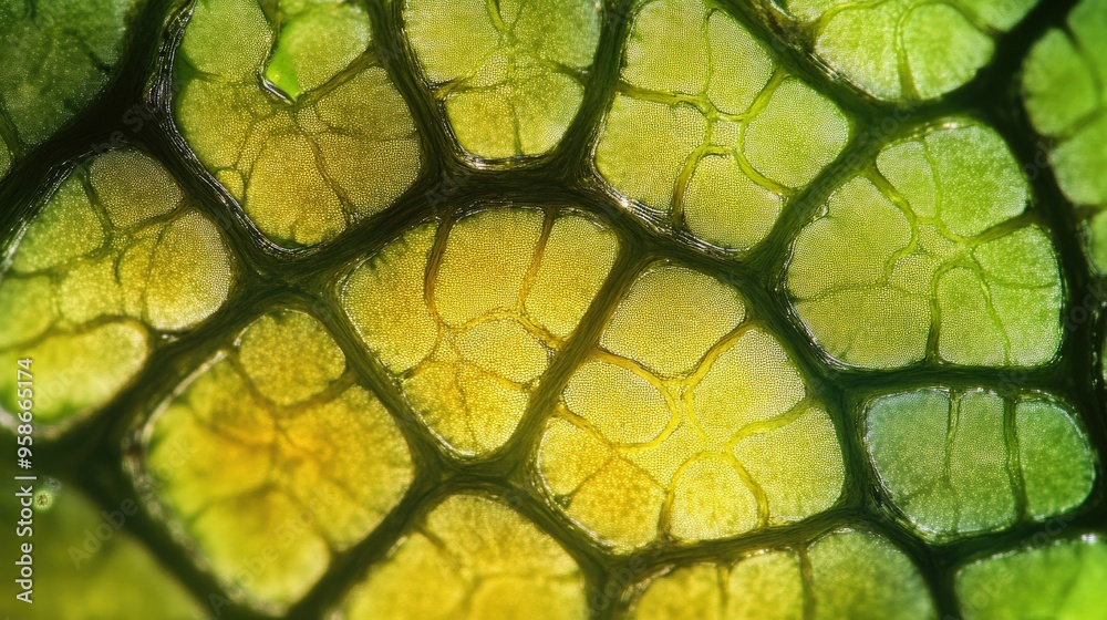 Leaf cross section under a microscope, displaying the cells where ...