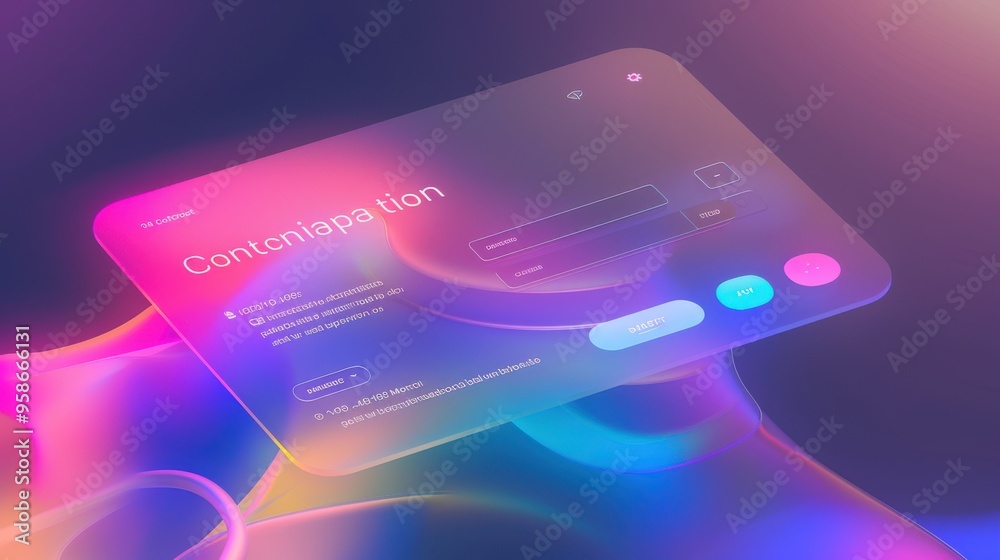 Neon-lit glass user interface on a curved surface, showcasing modern ...