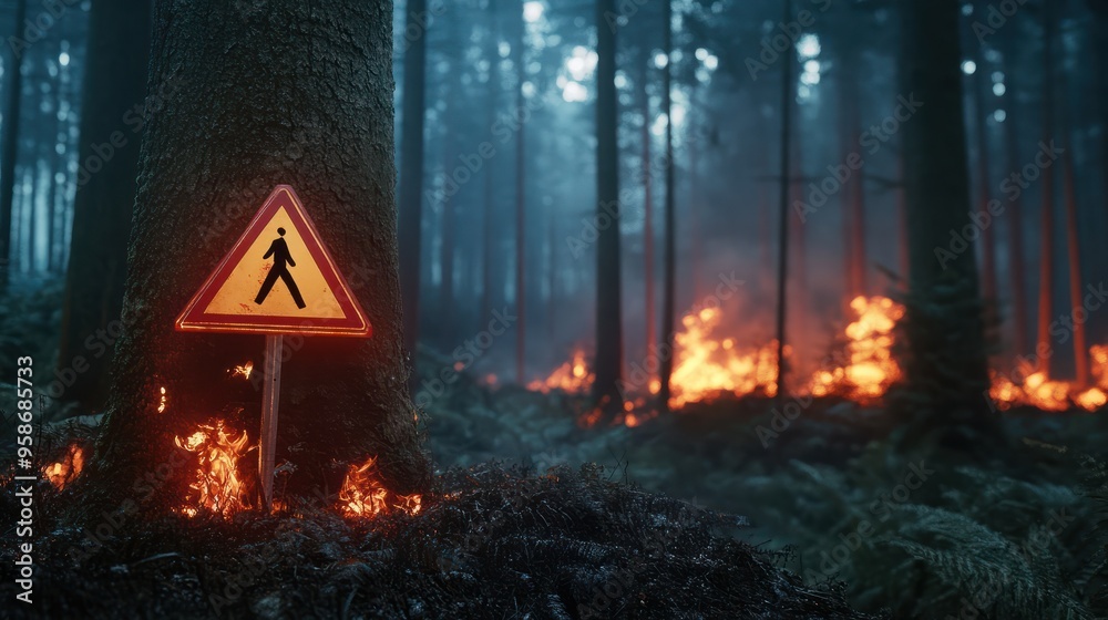 Caution forest fire danger warning sign in Germany Stock Photo | Adobe ...