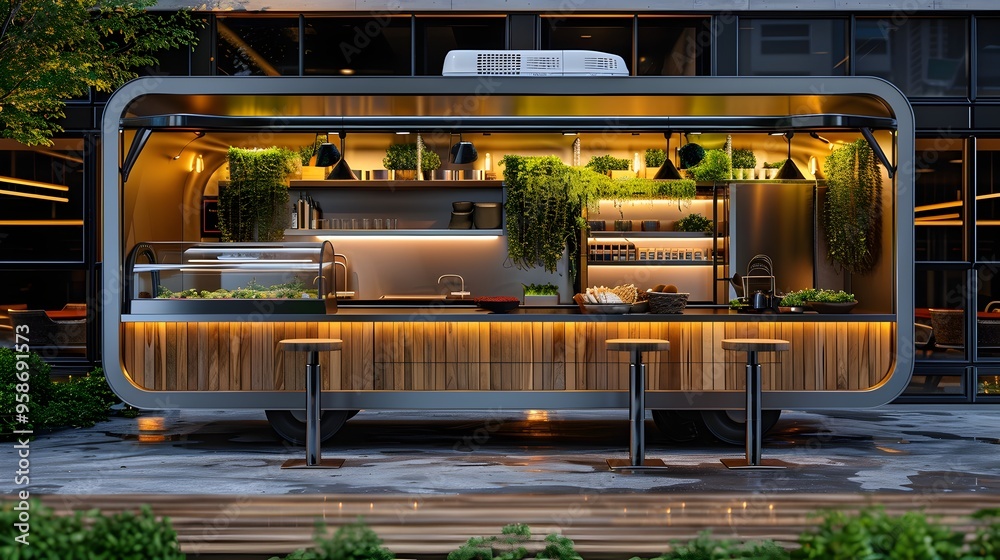 Sleek Food Truck Serving Lab Grown Meat Tacos Showcasing Innovative ...