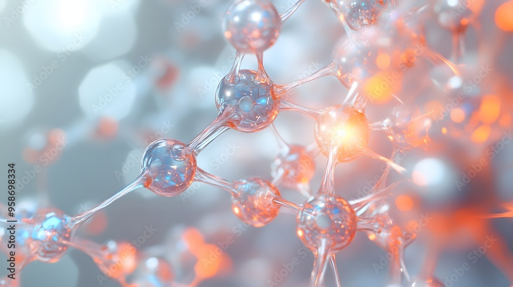 21 Detailed Rendering Of A Nutrient Molecule With Pulsating Atomic Structures Stock