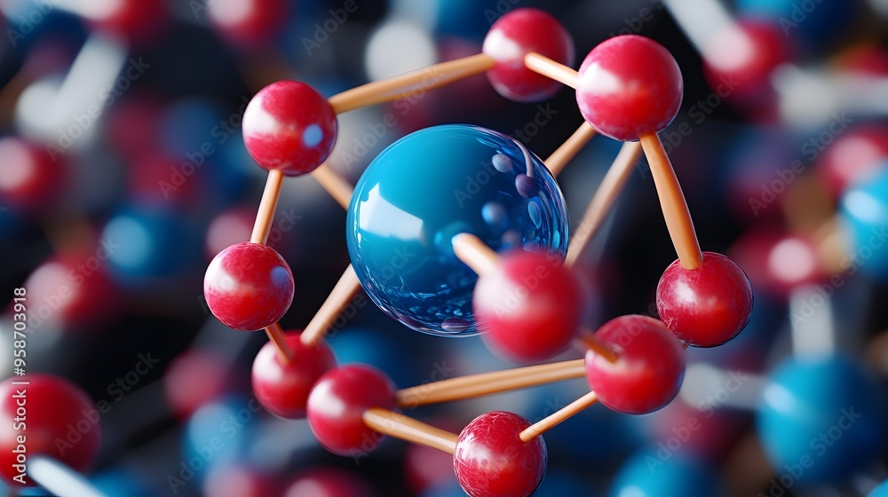 9. 3D model of an atom embedded in a complex nutrient molecule with ...
