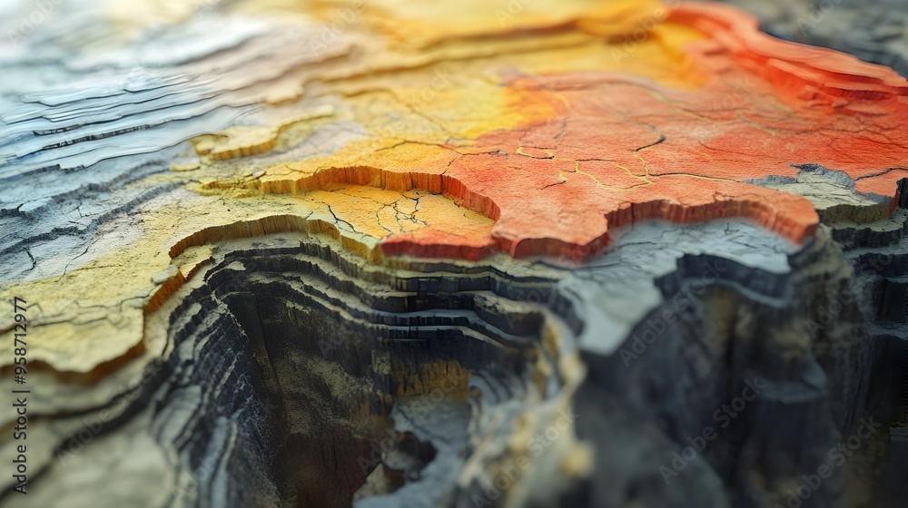 Tectonic Plate Simulation with Geological Map Highlighting Fault Lines ...