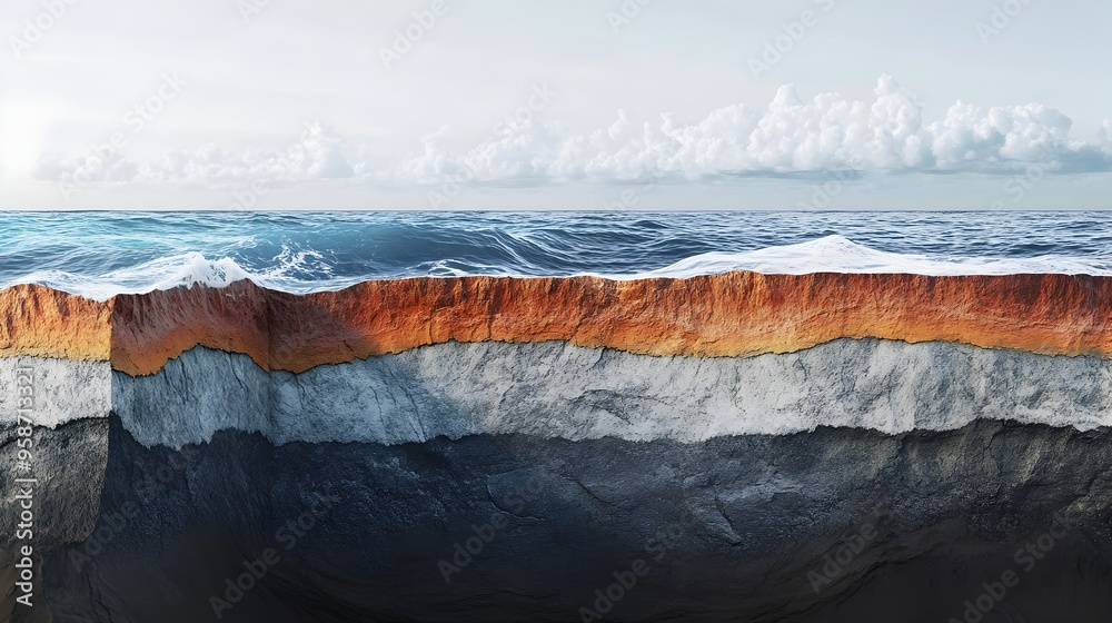 Detailed Cross-Section of Earth's Crust Showcasing Plate Tectonics and ...