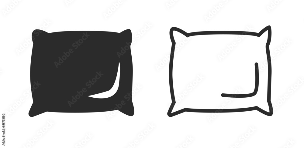 Pillow icon vector graphic set illustration line outline stroke ...