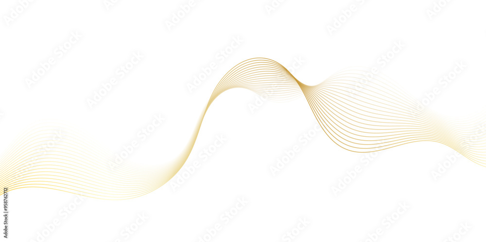 Abstract golden wave dynamic curve lines on transparent background with ...