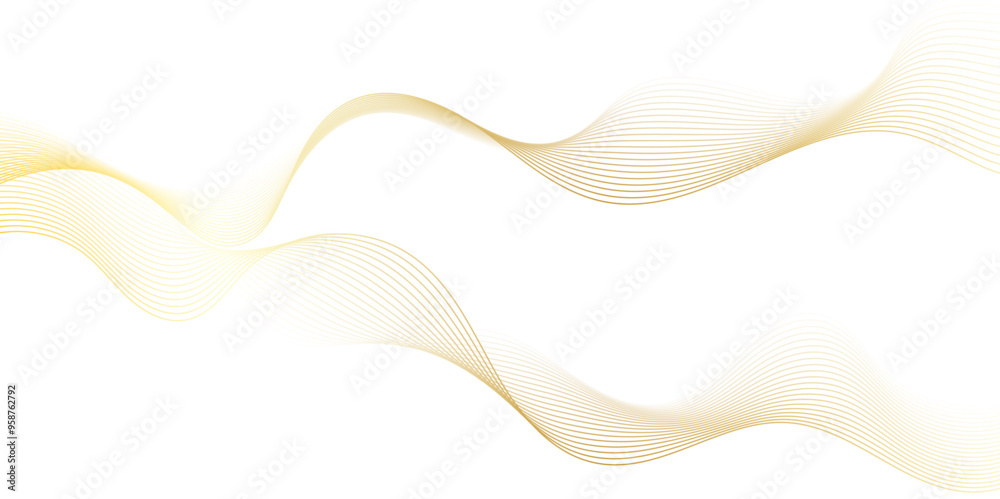 Abstract golden wave dynamic curve lines on transparent background with ...