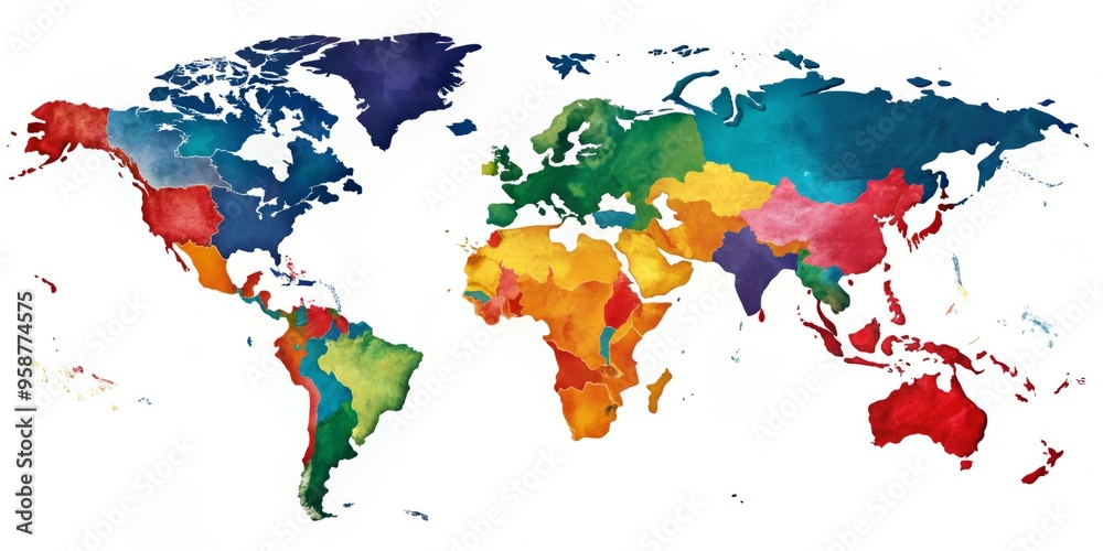 Vibrant Mexico highlighted in bold colors on a stylized world map ...