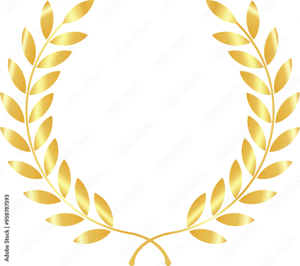 Golden Laurel Leaves, Golden shine rank, Golden circular laurel foliate ...