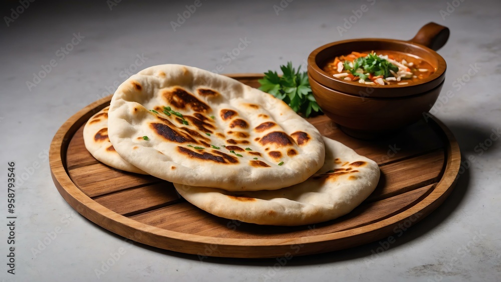 chinese xinjiang cuisine dish naan bread isolated on an aesthetic ...