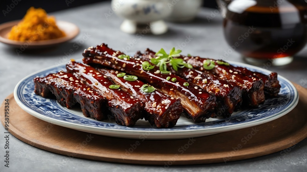 chinese fujian chinese cuisine dish wuxi ribs isolated on an aesthetic ...