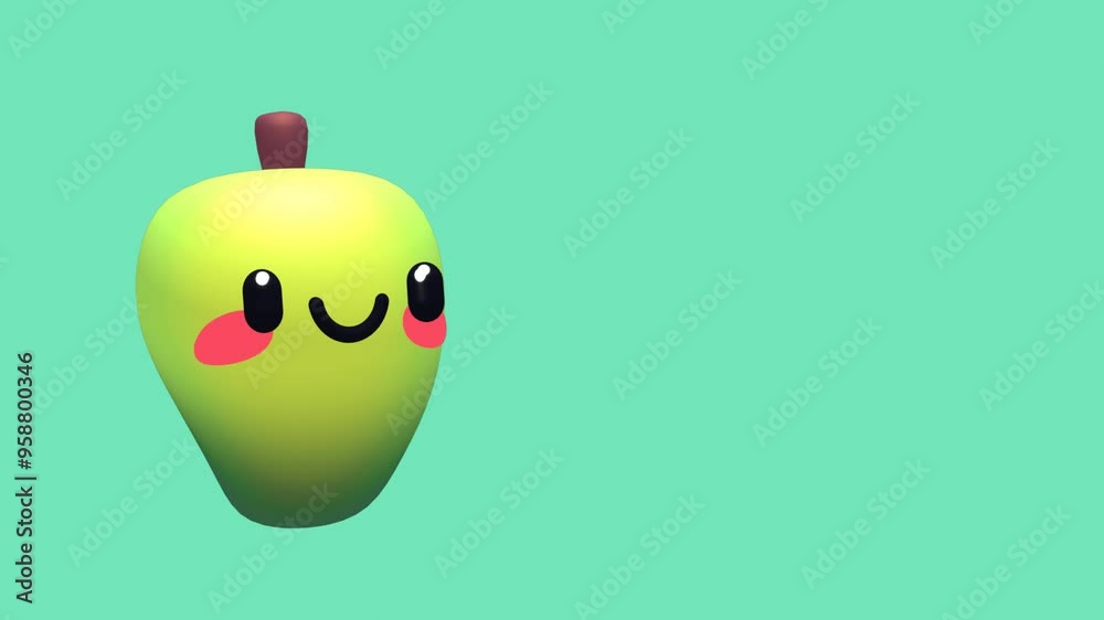 Cute green unripe mango cartoon character infinite loop video animation ...