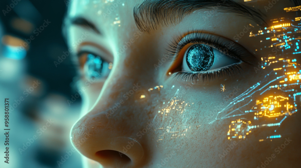 Our AI-robot face image shows the future of technology. It looks ...
