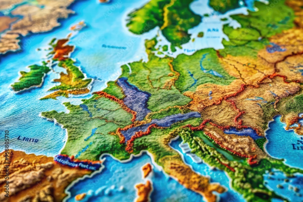 A beautifully rendered map of Europe highlights major rivers, including ...