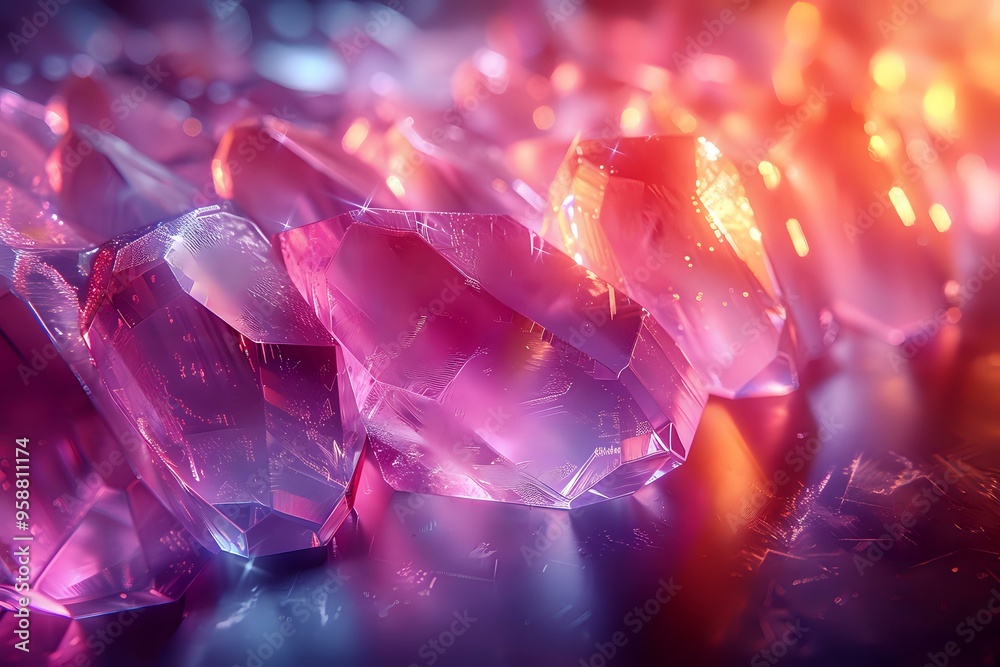 stunning display of vibrant pink crystals reflecting warm and cool ...