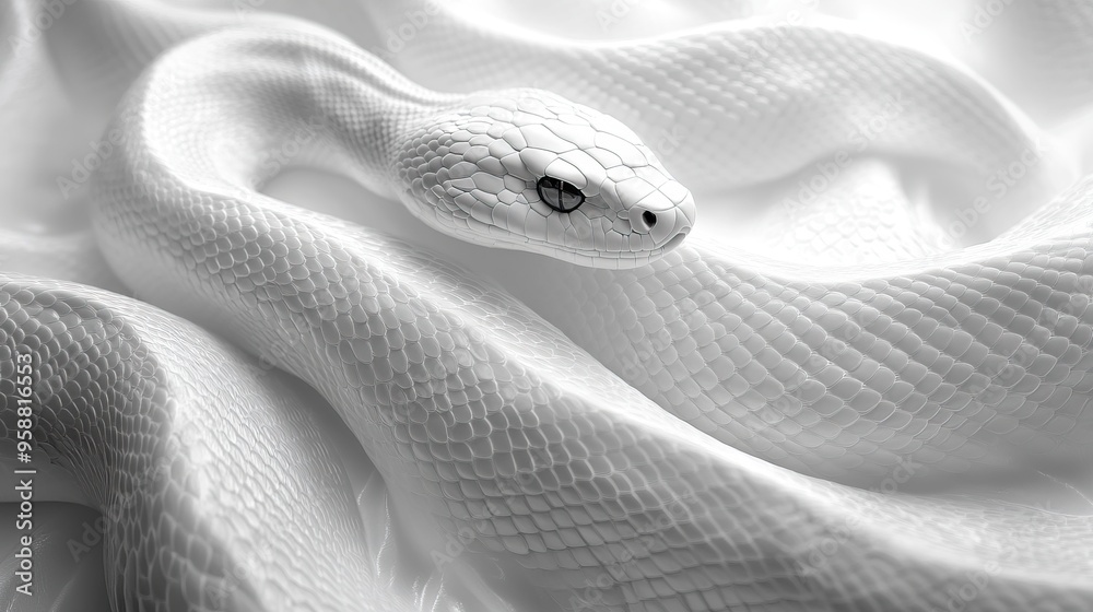 of twiste albino snake skin loop isolate on white backgroun abstract ...