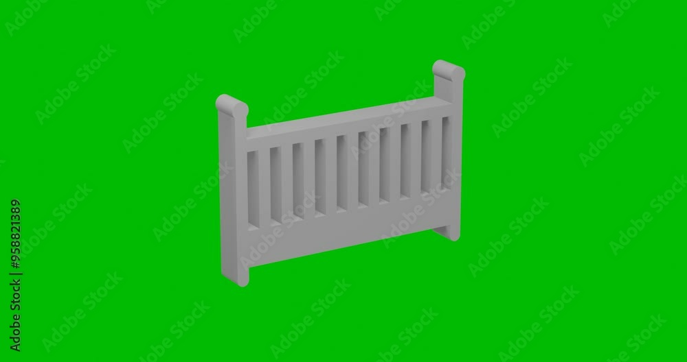 Animation of rotation of a white baby cot symbol with shadow. Simple ...