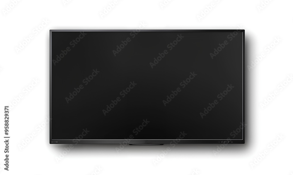 Black TV flat screen, plasma realistic illustration, tv mock up on the ...