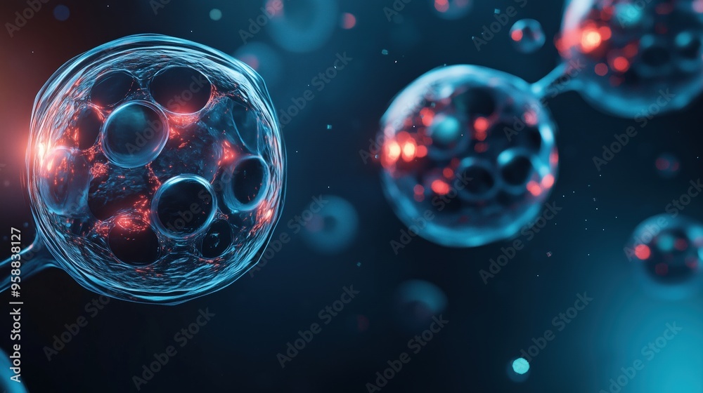 Futuristic digital illustration featuring glowing organic shapes and ...