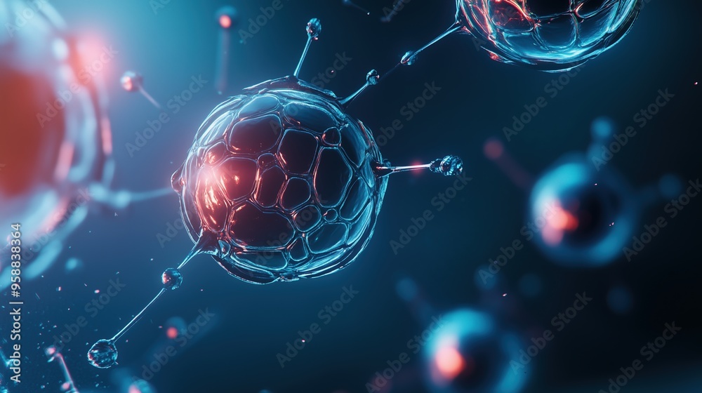 Futuristic digital illustration featuring glowing organic shapes and ...