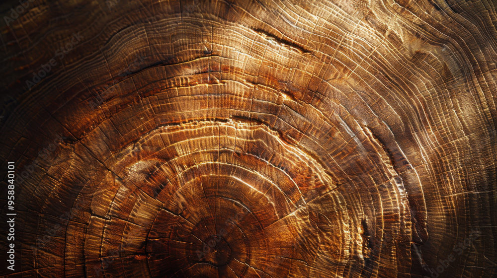 A highly detailed wood texture, with intricate grain patterns, rich ...