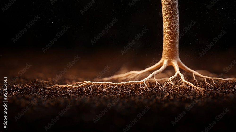 Invisible framework of a forest s root network, detailed, botanical ...