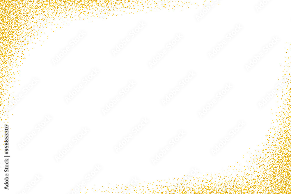 Plakát Golden glitter dust particles border frame on transparent ...